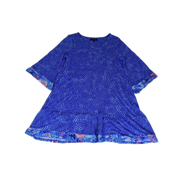 Ellen Tracy | Tops | Ellen Tracy Womens Top Blue Flutter Sleeve Floral ...